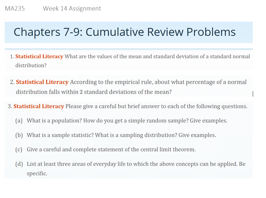 Solved Statistical Literacy What are the values of the mean | Chegg.com