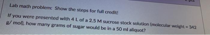 Solved Lab math problem: Show the steps for full credit! | Chegg.com