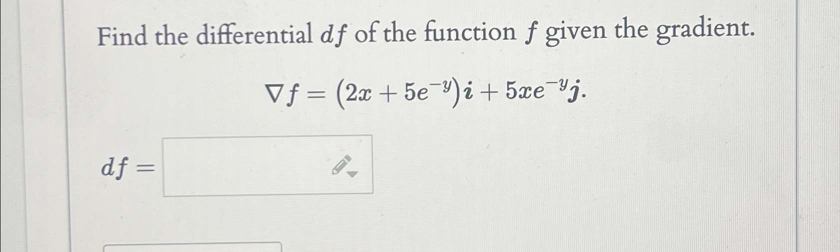 Solved Find the differential df ﻿of the function f ﻿given | Chegg.com