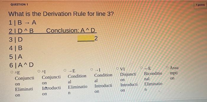 QUESTION 1 What is the Derivation Rule for line 3 ? | Chegg.com