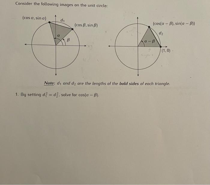 Solved Consider the following images on the unit circle: | Chegg.com