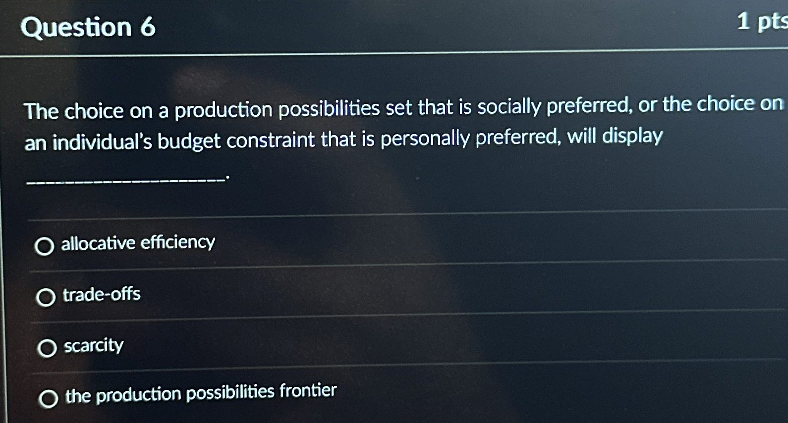Solved Question 61 ﻿ptsThe choice on a production | Chegg.com