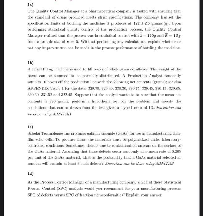 la) The Quality Control Manager at a pharmaceutical | Chegg.com