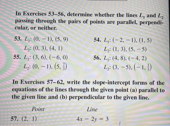 Solved In Exercises 53-56, determine whether the lines L1 | Chegg.com