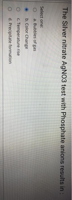Solved The Silver nitrate AgNO3 test with Phosphate anions | Chegg.com