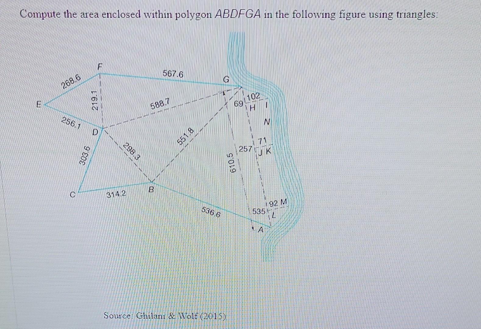 Solved Compute The Area Enclosed Within Polygon Abdfga In
