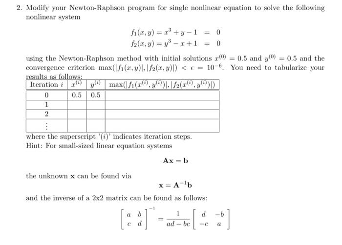 Solved Provide initial guess x0 and convergence criterion | Chegg.com