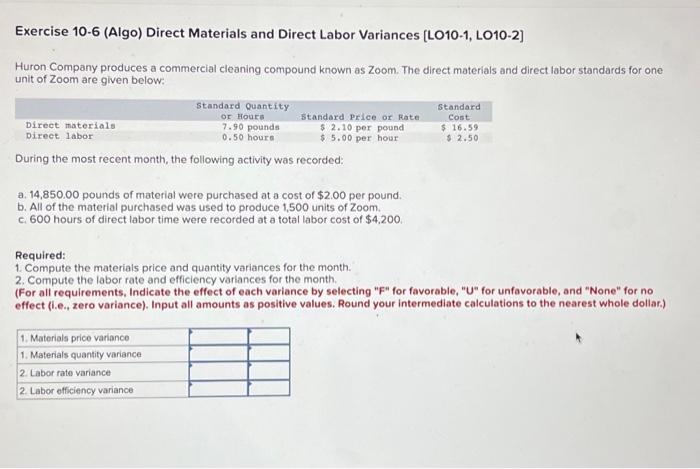 Solved Exercise 10-6 (Algo) Direct Materials and Direct | Chegg.com Solved Exercise 10-6 (Algo) Direct Materials and Direct | Chegg.com