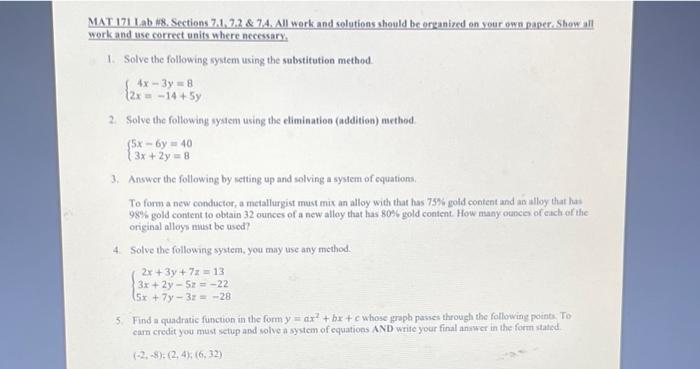 Solved MAT 171 Lab a8, Sections 7,1,7,2\& 7,4. All work and | Chegg.com