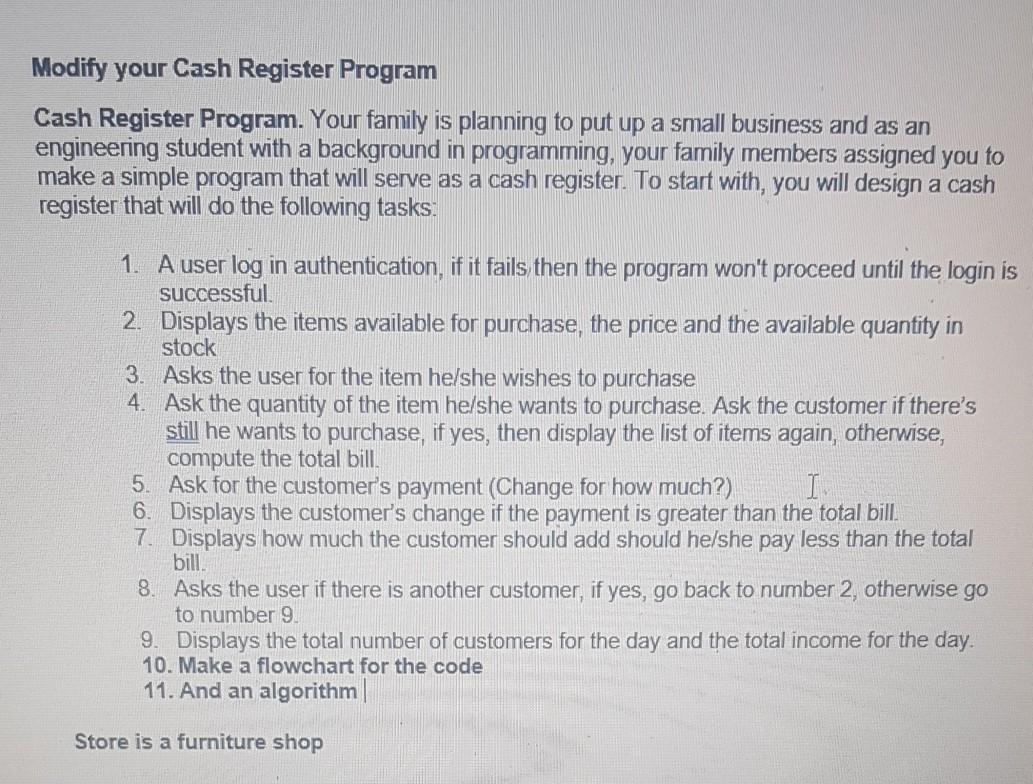 Solved Modify your Cash Register Program Cash Register | Chegg.com Solved Modify your Cash Register Program Cash Register | Chegg.com
