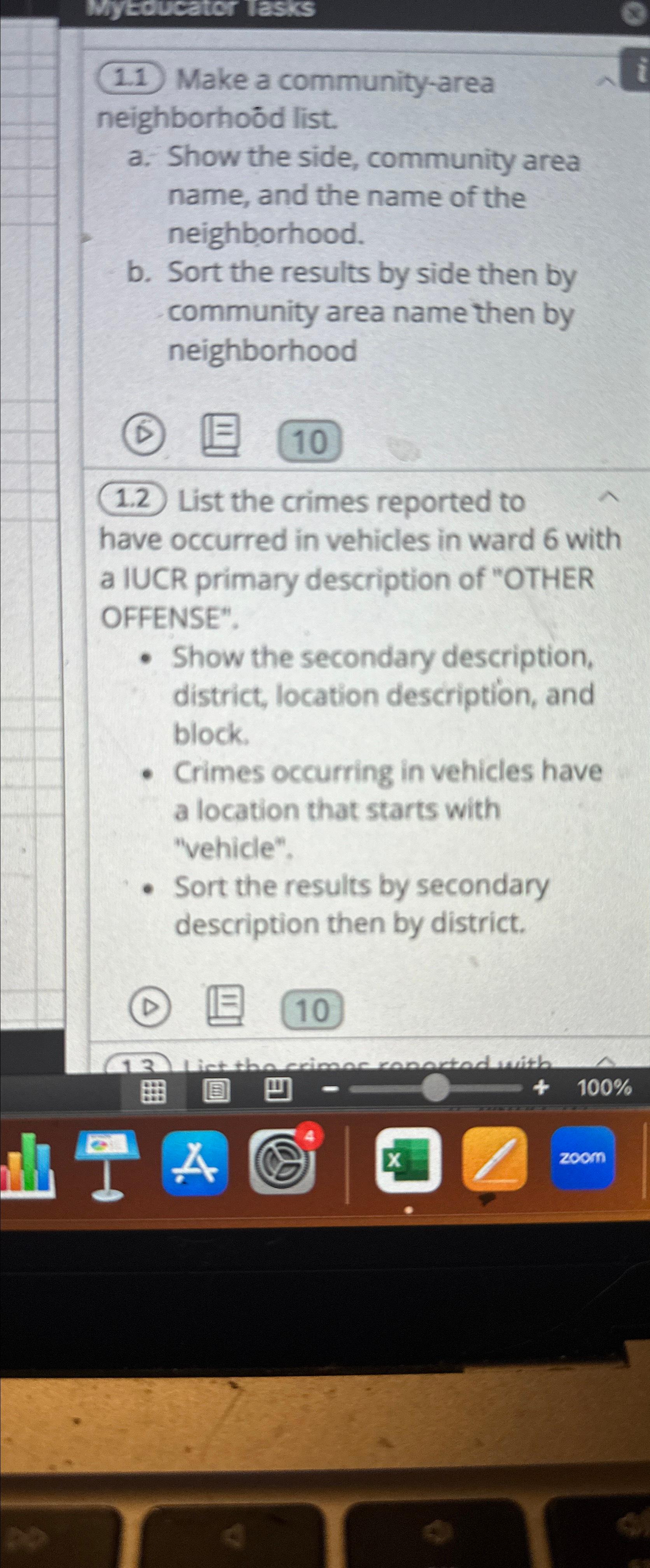 Solved (1.1) ﻿Make a community-area neighborhoōd list.a. | Chegg.com