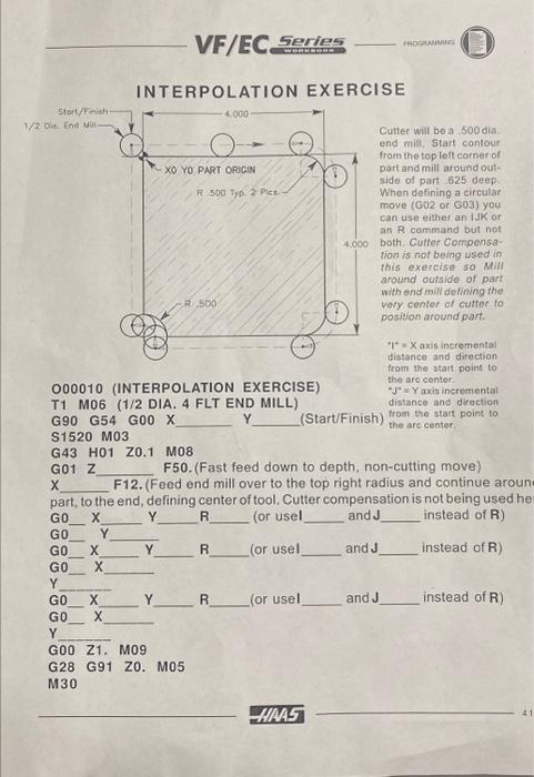 Solved INTERPOLATION EXERCISE Cutter will be a . 500 dia. | Chegg.com