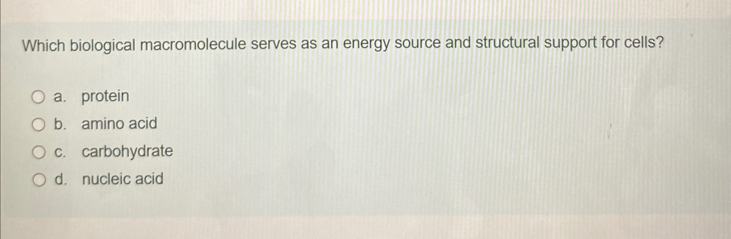 Solved Which biological macromolecule serves as an energy | Chegg.com