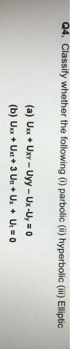Solved Q4. Classify whether the following (i) parbolic (ii) | Chegg.com