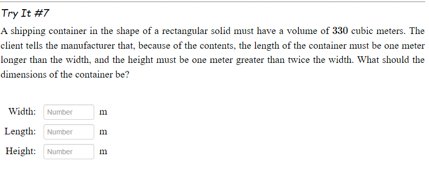 Solved Try It #7A shipping container in the shape of a | Chegg.com