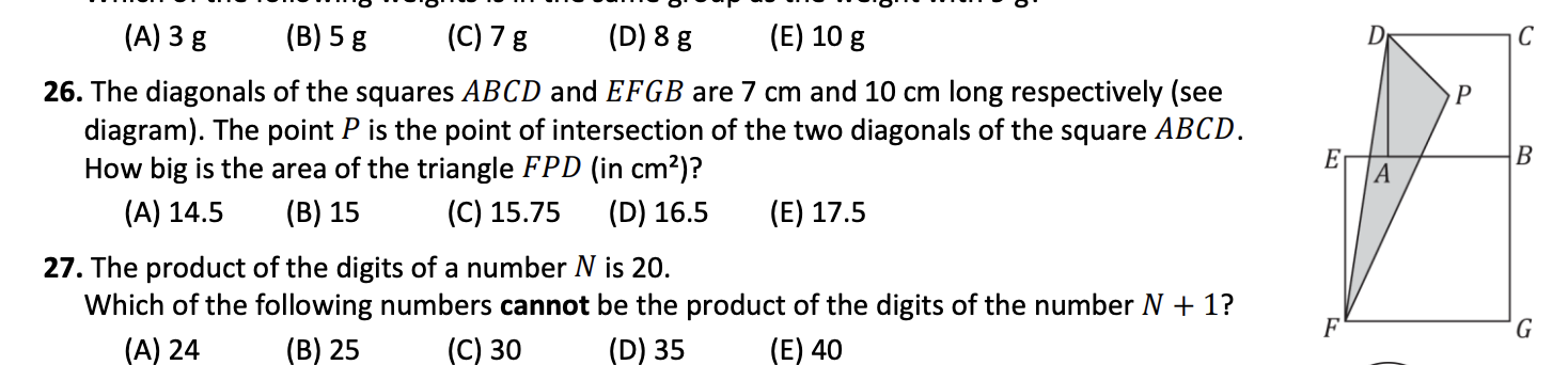 Solved The diagonals of the squares ABCD and EFGB are 7cm | Chegg.com