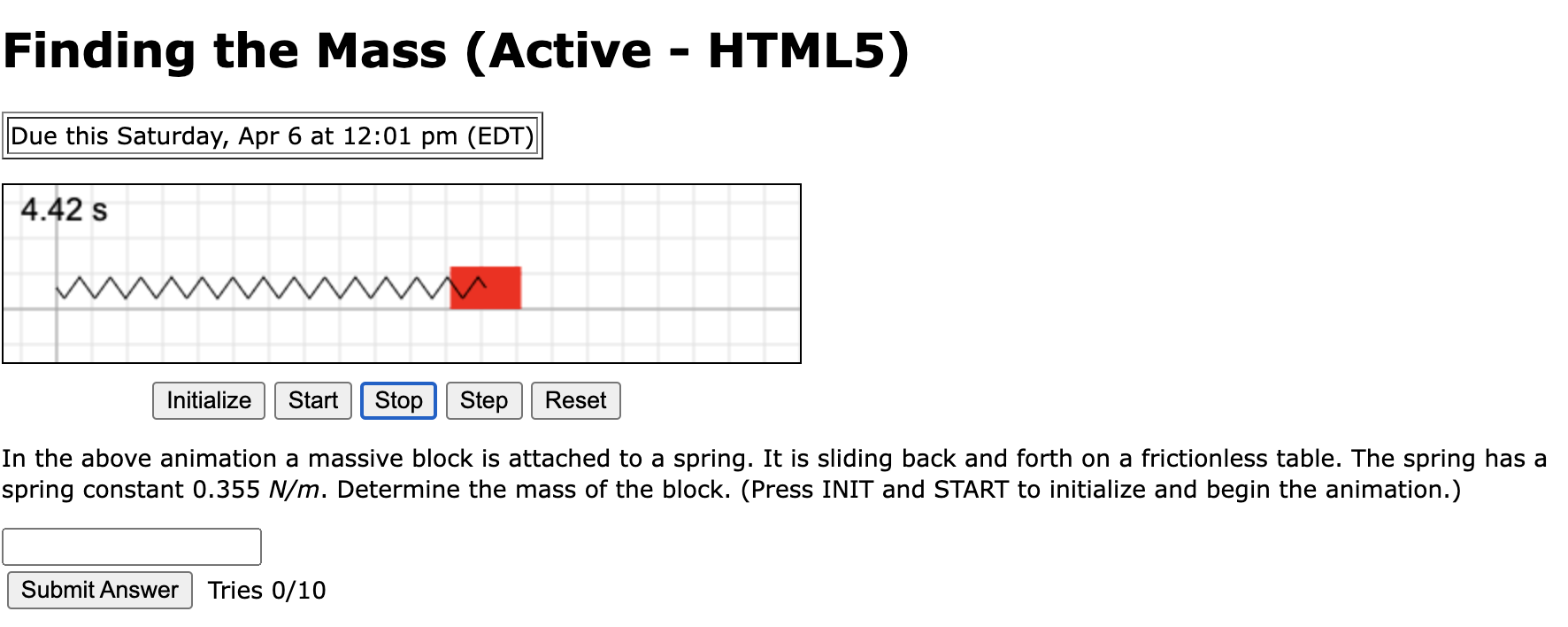 Solved In the above animation a massive block is attached to | Chegg.com