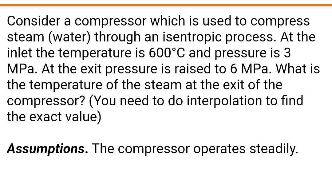 Solved Consider a compressor which is used to compress steam | Chegg.com