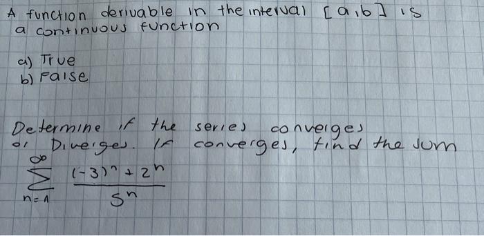Solved A function derivable in the interval [a,b] is a | Chegg.com