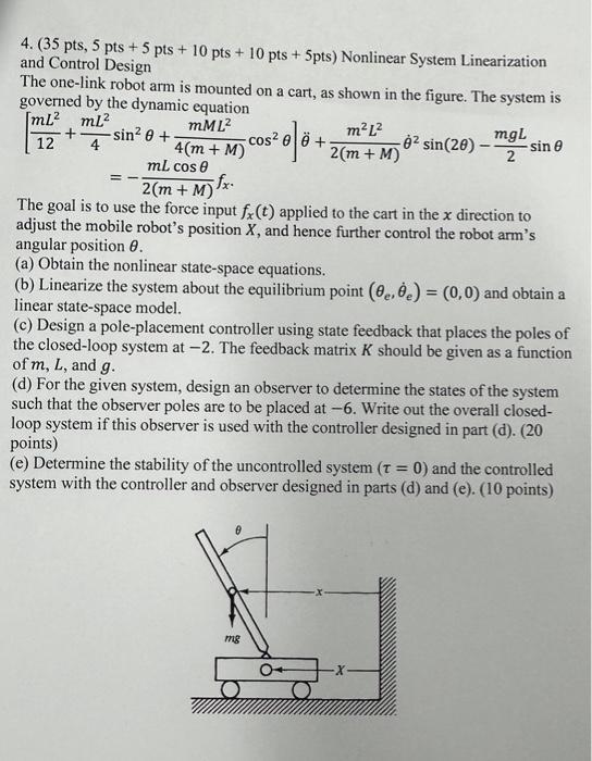 Solved 4. (35pts,5pts+5pts+10pts+10pts+5pts) Nonlinear | Chegg.com