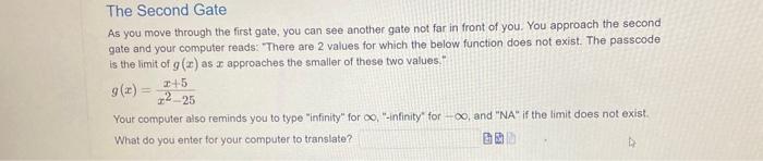 Solved The Second Gate As you move through the first gate, | Chegg.com