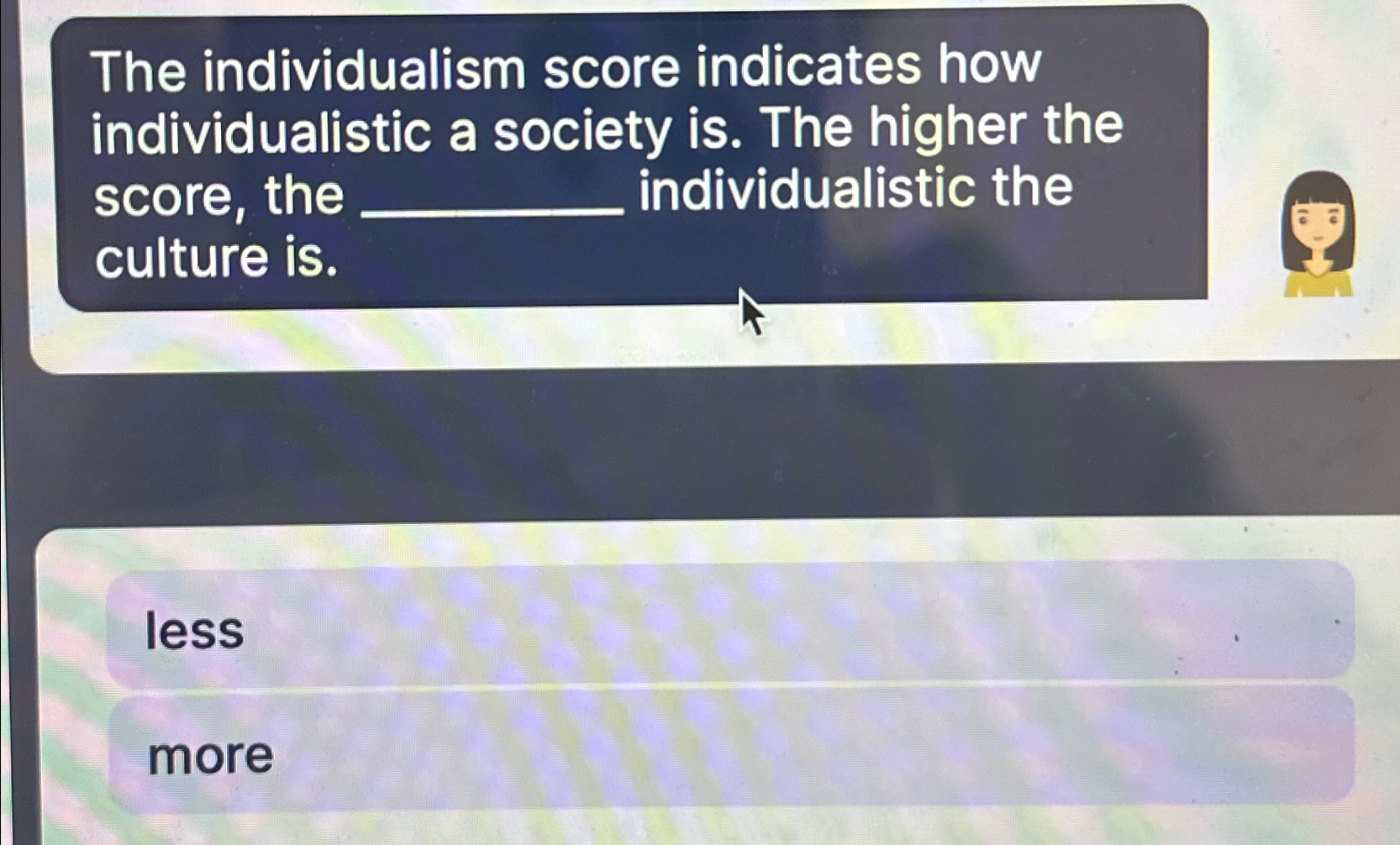 Solved The individualism score indicates how individualistic | Chegg.com
