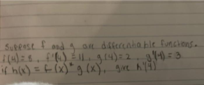 Solved Suppose f and g are differentiable functions. | Chegg.com
