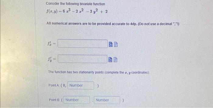 Solved Consider the following bivariate function | Chegg.com