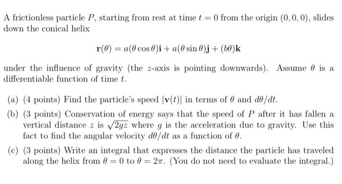 Solved A frictionless particle P, starting from rest at time | Chegg.com