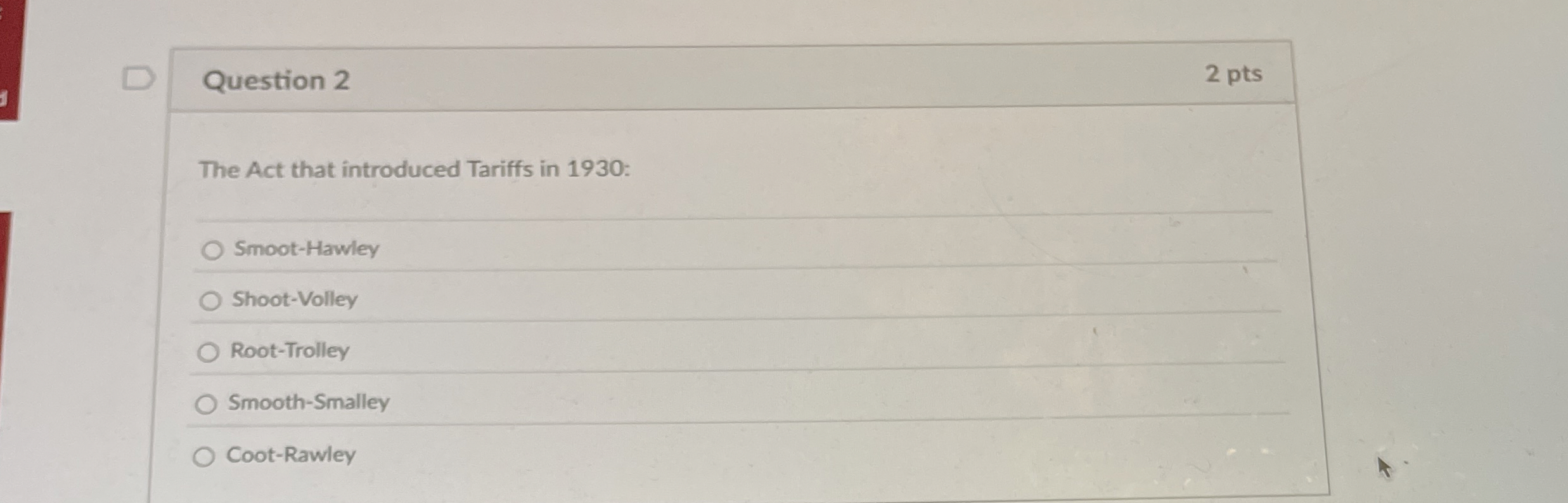 Solved Question 22 ﻿ptsThe Act that introduced Tariffs in | Chegg.com