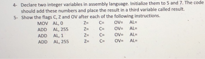 Solved 4 Declare Two Integer Variables In Assembly