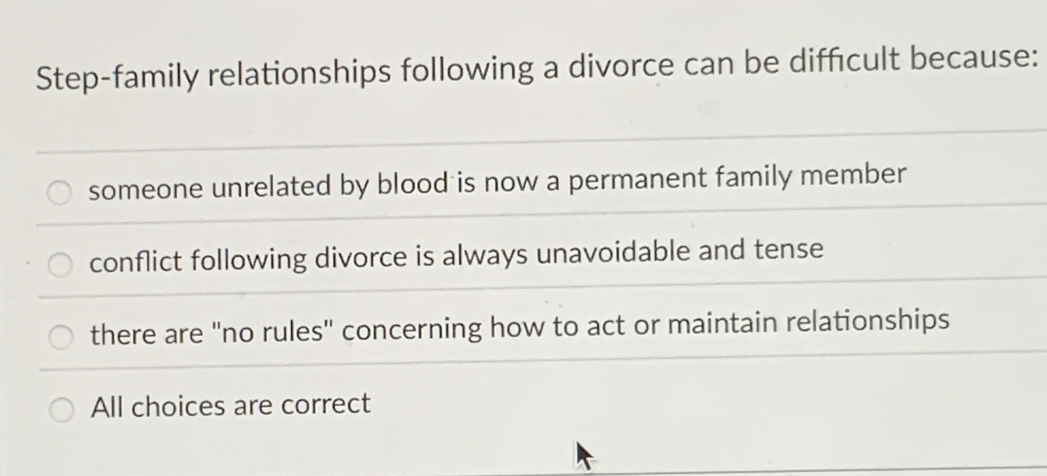 Solved Step-family relationships following a divorce can be | Chegg.com