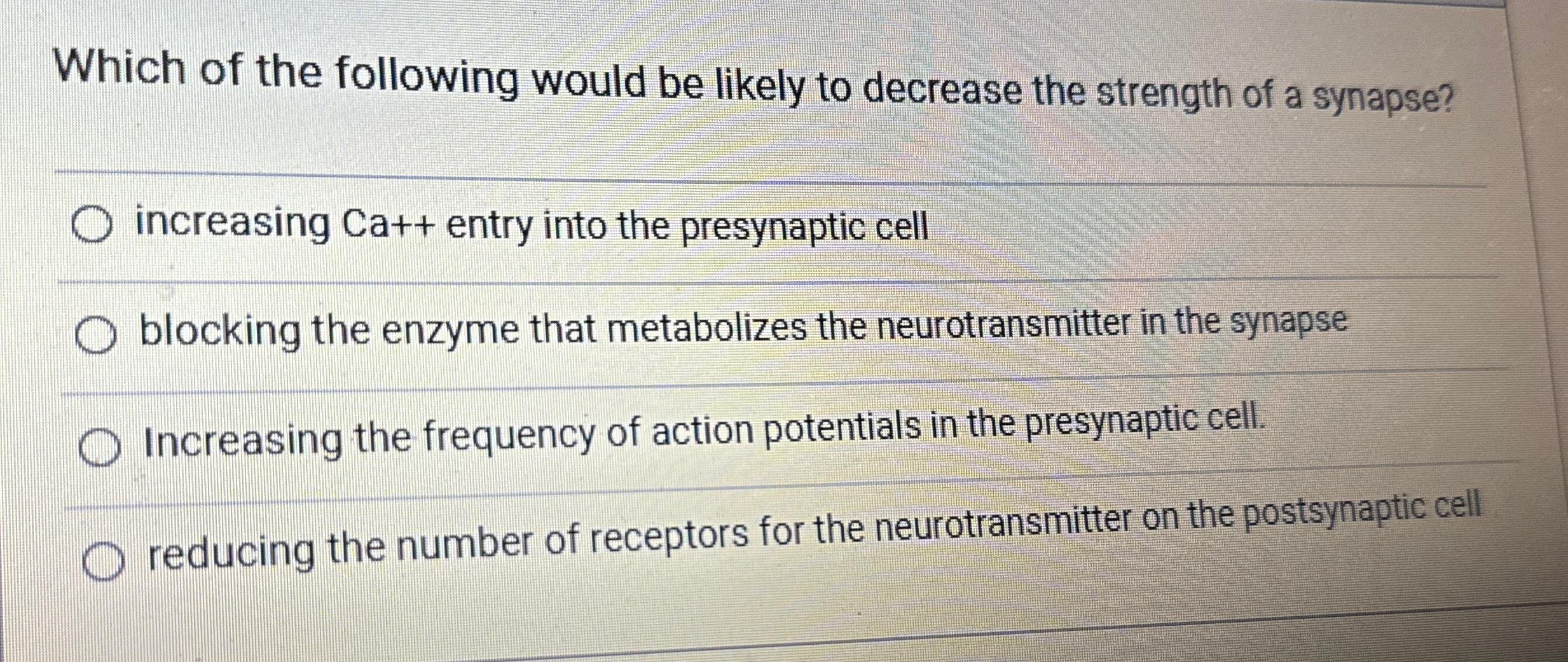 Solved Which of the following would be likely to decrease | Chegg.com
