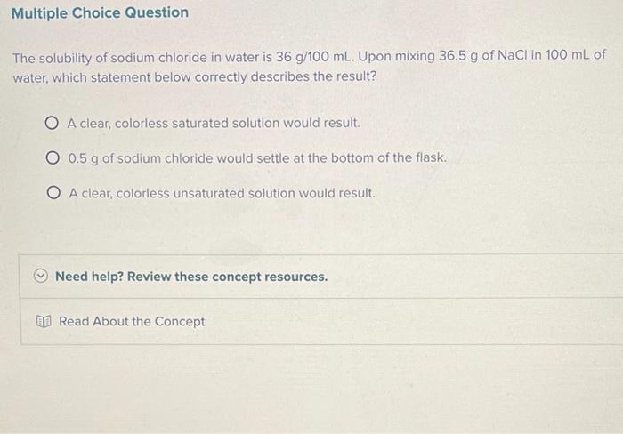 Solved Multiple Choice Question The solubility of sodium | Chegg.com