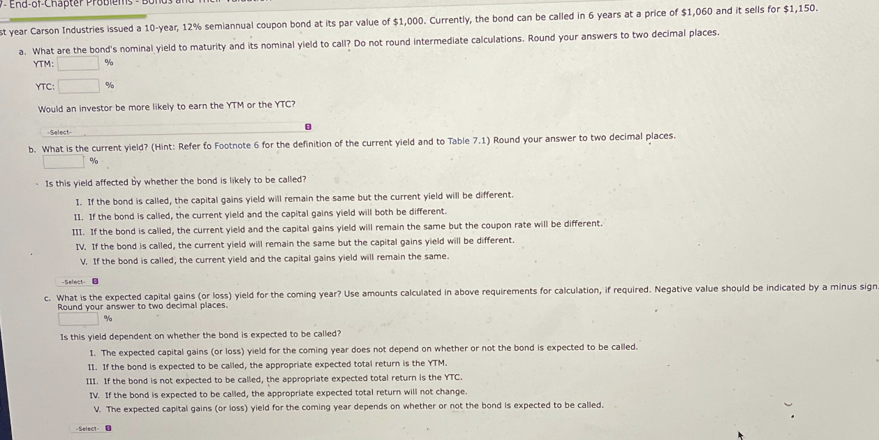 Solved a. ﻿What are the bond's nominal yield to maturity and | Chegg.com