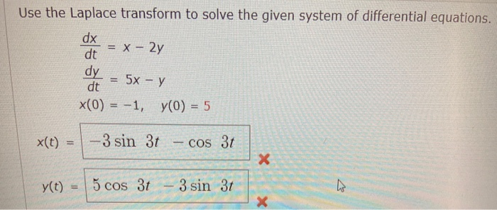 Solved Use the Laplace transform to solve the given system | Chegg.com
