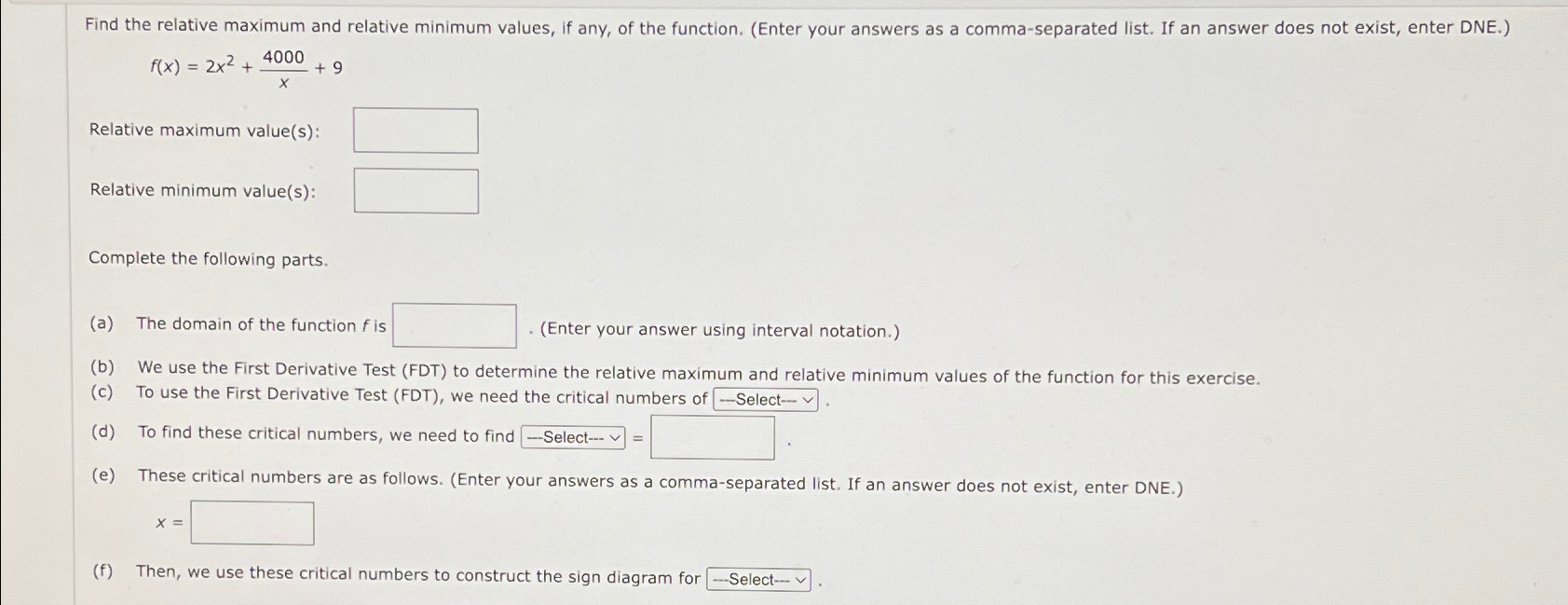 Solved Find the relative maximum and relative minimum | Chegg.com