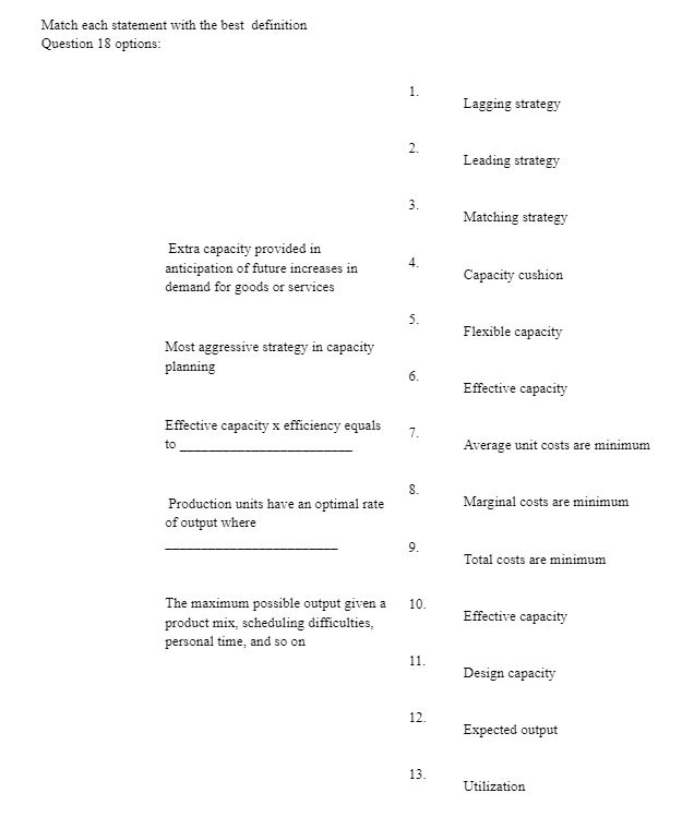 Solved Match each statement with the best definitionQuestion | Chegg.com