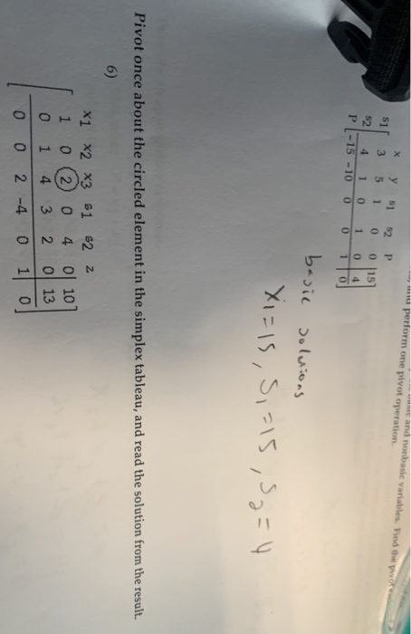 Solved - and nonbasic variables. Find the perform one pivot | Chegg.com