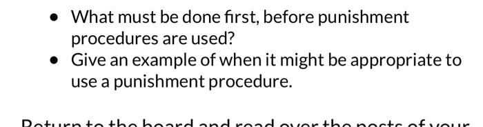 Solved - What must be done first, before punishment | Chegg.com