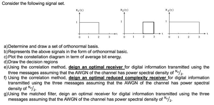 Solved Consider the following signal set. a)Determine and | Chegg.com