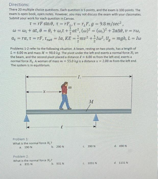 Solved Directions: There 20 multiple choice questions. Each | Chegg.com