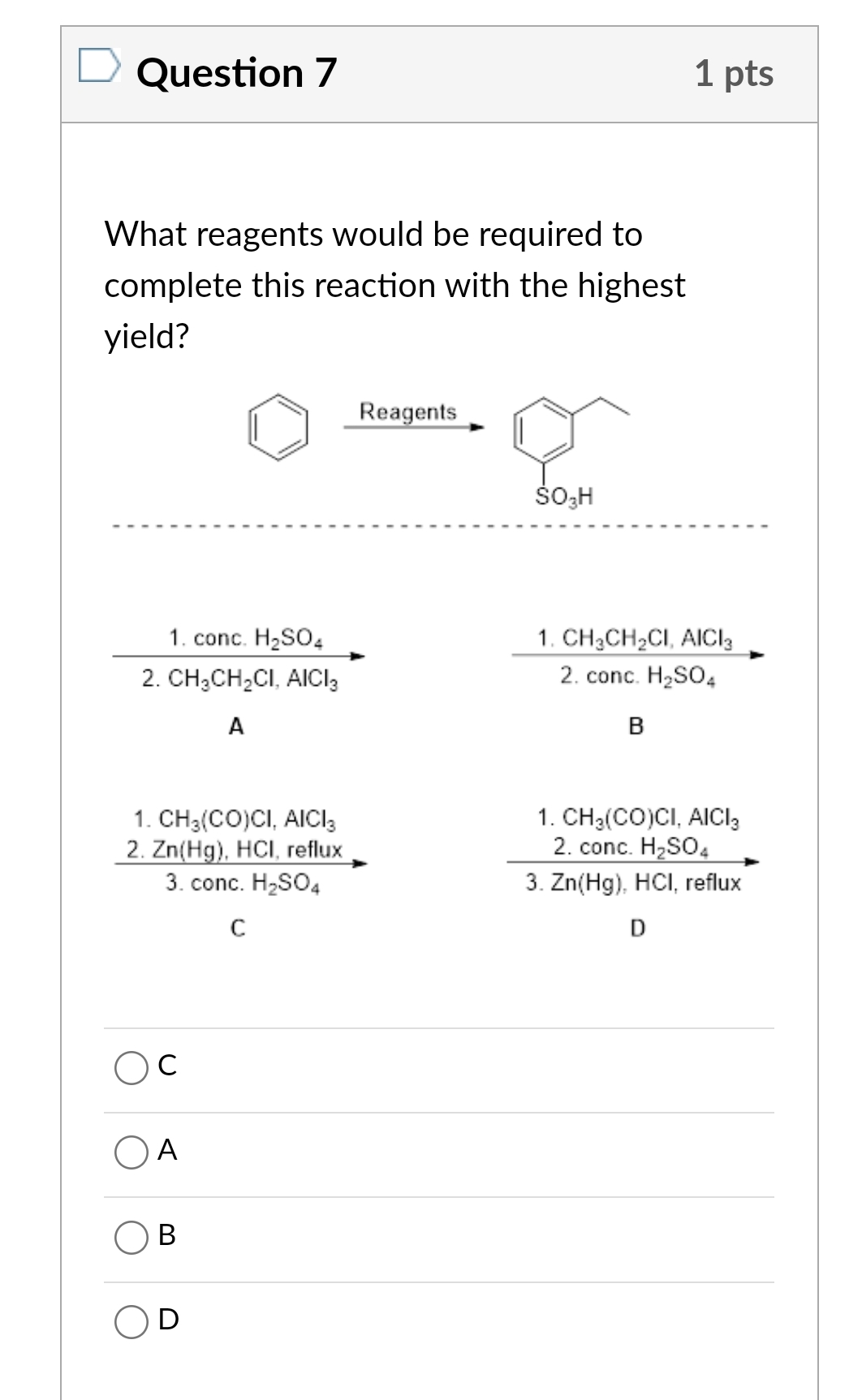 Solved Question 71 ﻿ptsWhat reagents would be required to | Chegg.com