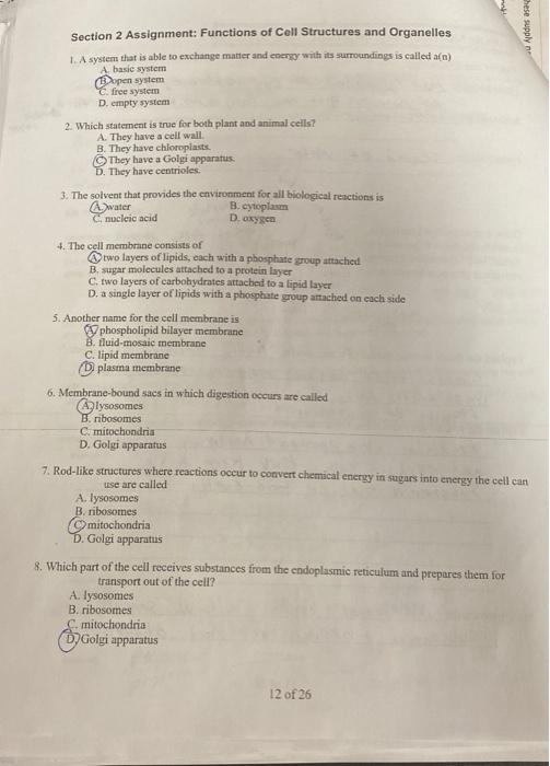 Solved 2 these supply Section 2 Assignment: Functions of | Chegg.com