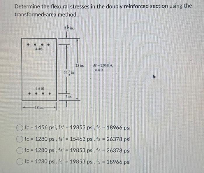 Solved Determine the flexural stresses in the doubly | Chegg.com