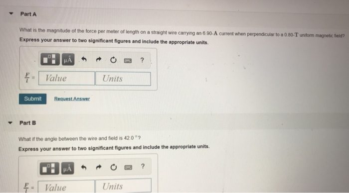 Solved Part A What is the magnitude of the force per meter | Chegg.com