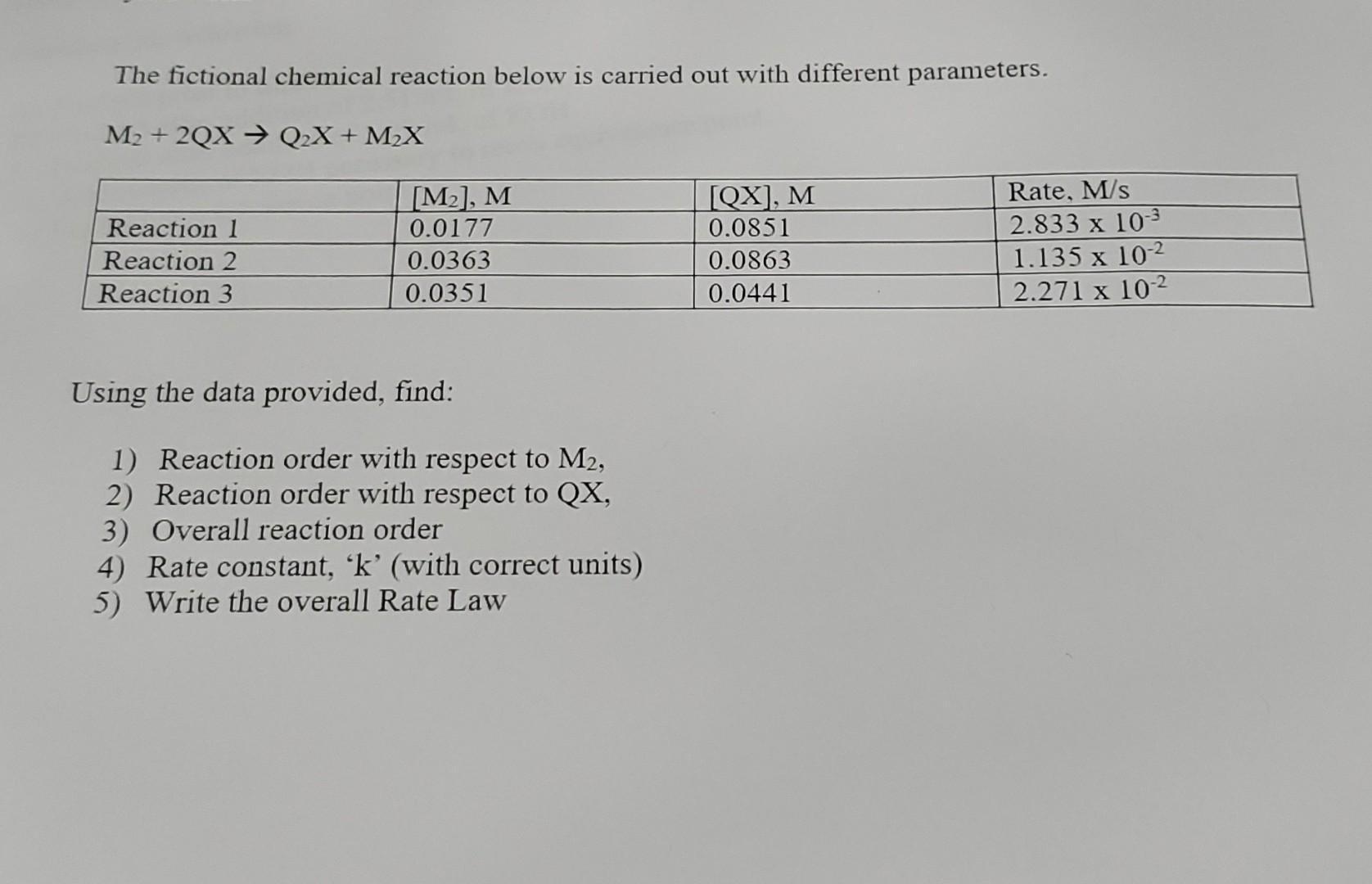 Solved The fictional chemical reaction below is carried out | Chegg.com