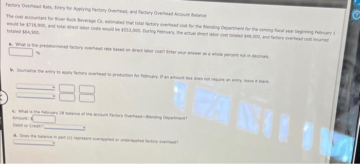 Solved Factory Overhead Rate, Entry for Applying Factory. | Chegg.com