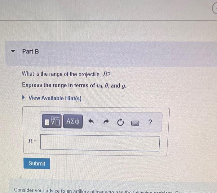 Solved A projectile is fired with speed v0 at an angle θ | Chegg.com