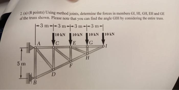 Solved 2. (a) (8 points) Using method joints, determine the | Chegg.com
